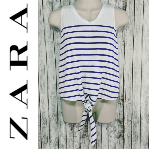 Zara | Tops | Zara Cropped Striped Tie Tank M | Poshmark
